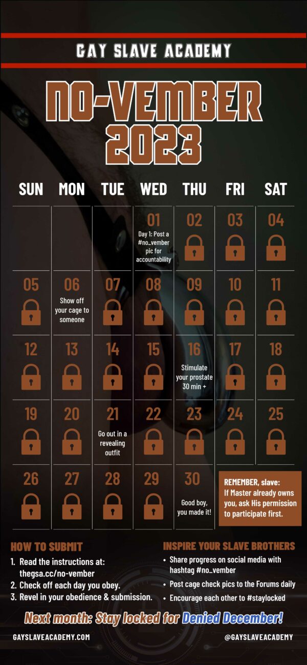 NO-vember Male Chastity Challenge - Gay slave Academy