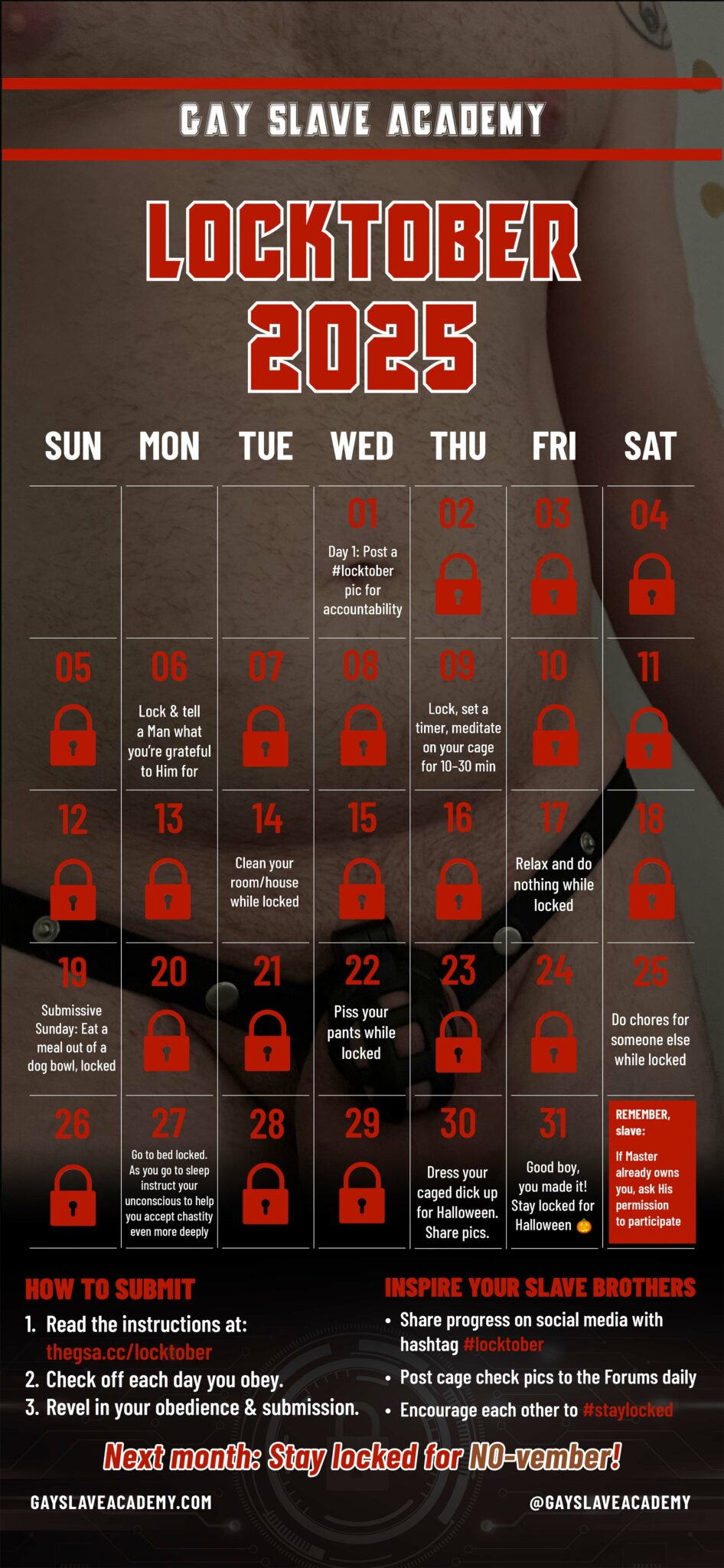 Locktober Male Chastity Challenge - Gay slave Academy